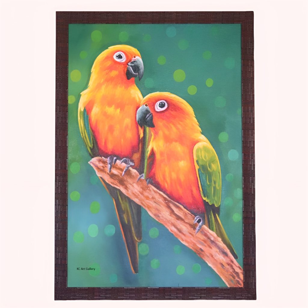 Two conures Art - India's Top Painting Gallery - KC Art Gallery